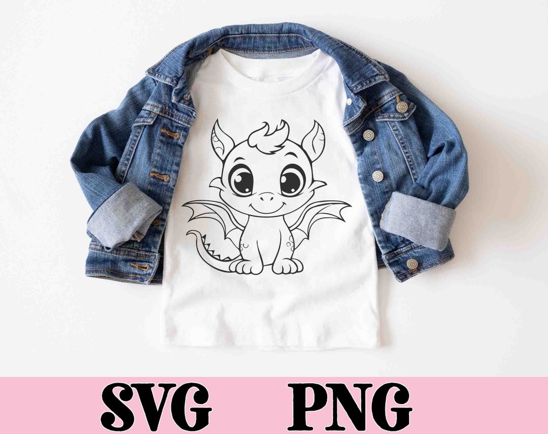 Cute Baby Dragon SVG PNG Fantasy Dragon Svg Dragon Outline - Etsy
