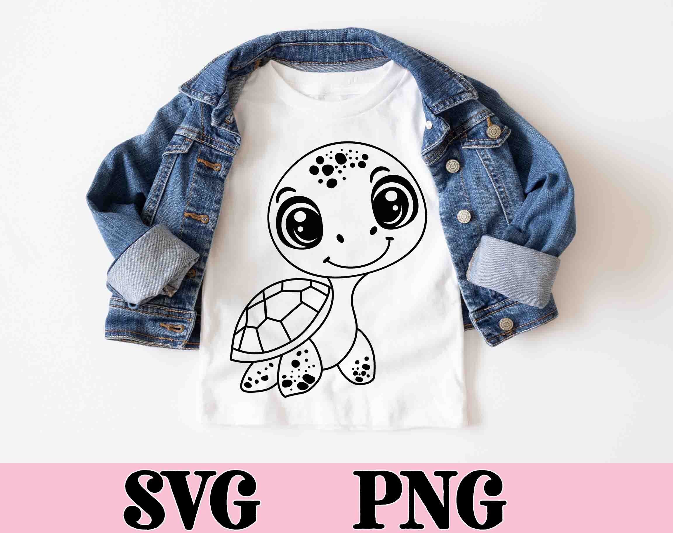 Cute Turtle Cartoon SVG PNG, Outline Turtle Clipart Png, Digital Stamps ...