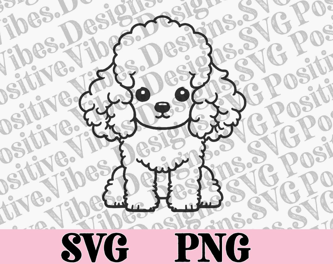 Cute Poodle Puppy Svg, Outline Poodle Dog Cartoon PNG, Happy Poodle ...