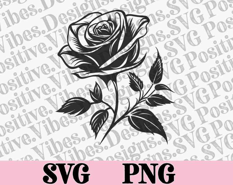 Single Rose Svg, Flower Outline PNG, Rose Flower Clipart, Digital ...