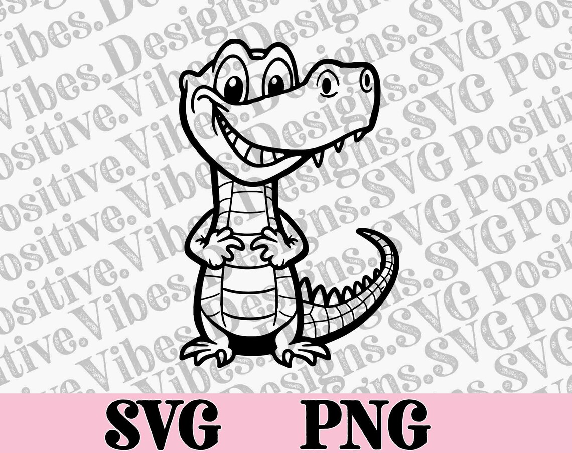 Cute Crocodile Cartoon SVG PNG Outline Alligator Clipart Png - Etsy Canada