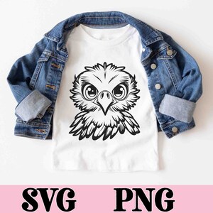 Cute Baby Eagle Cartoon SVG PNG, Outline Eagle Clipart, Digital Stamps ...