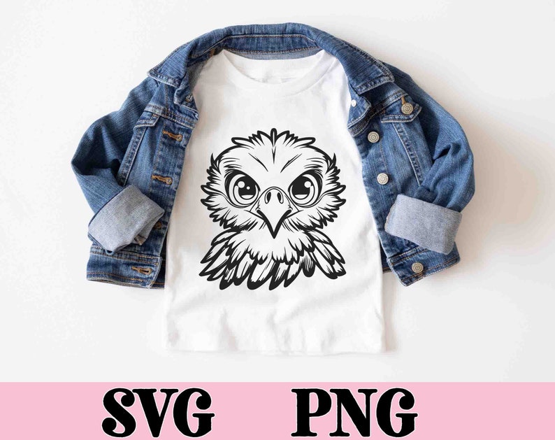 Cute Baby Eagle Cartoon SVG PNG, Outline Eagle Clipart, Digital Stamps ...