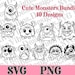 Cute Monsters Bundle SVG PNG , Outline Monsters Clipart , Monsters ...