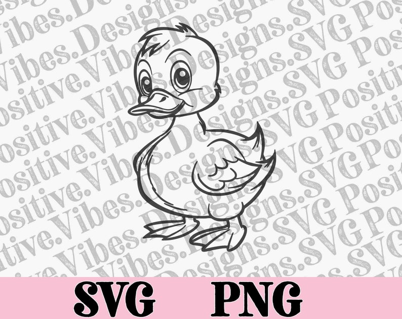 Cute Duck Cartoon SVG PNG, Outline Clipart, Digital Stamps Clip Art ...