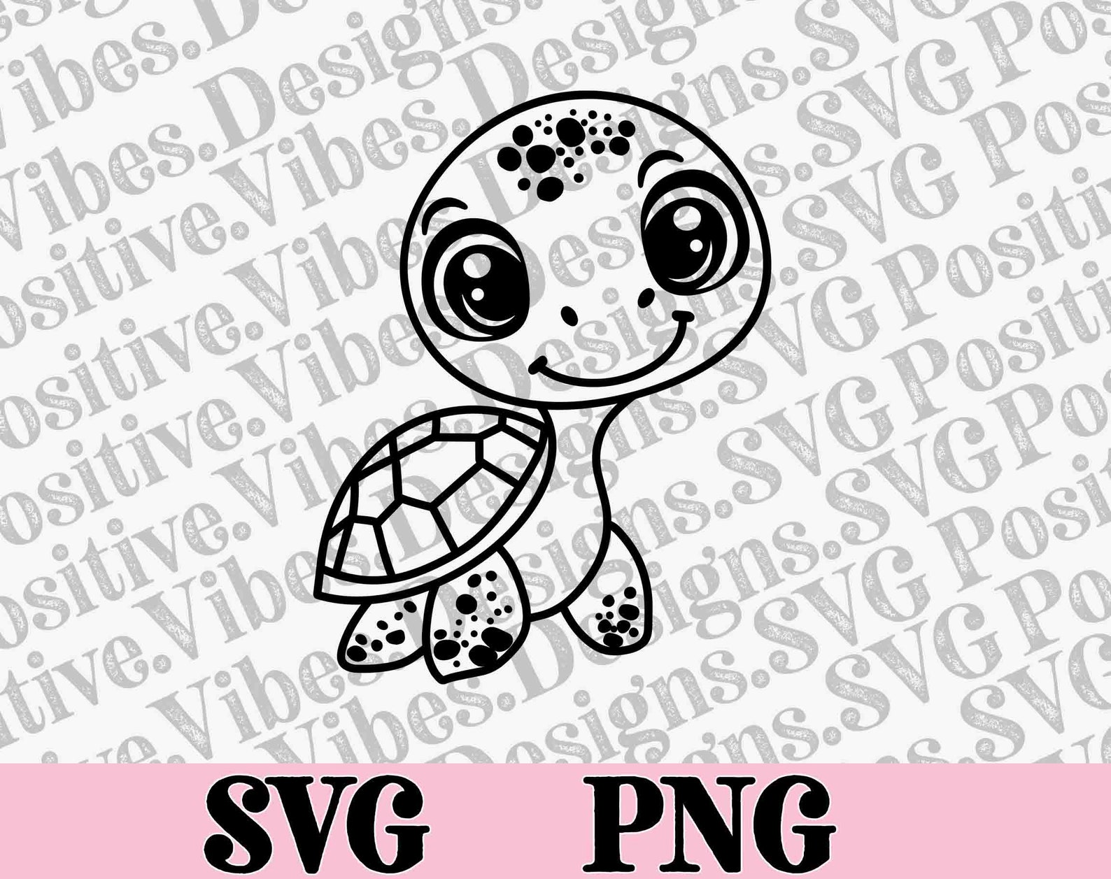 Cute Turtle Cartoon SVG PNG, Outline Turtle Clipart Png, Digital Stamps ...