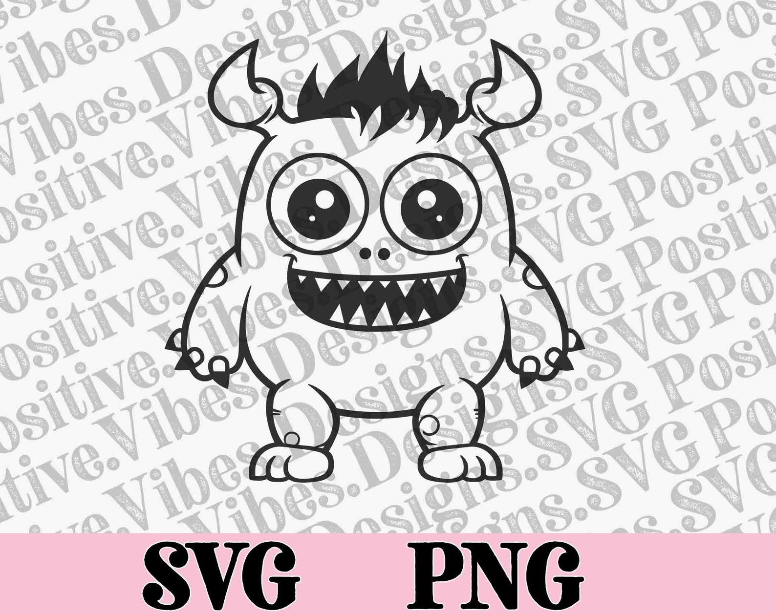 Cute Monster SVG PNG Outline Monster Clipart Happy Monster - Etsy UK