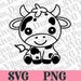 Cute Cow Cartoon SVG PNG, Outline Cow Clipart , Cow Digital Stamps Clip ...