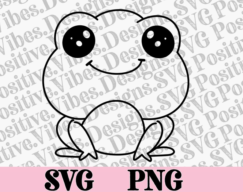 Cute Frog Cartoon SVG PNG, Outline Frog Clipart , Frog Digital Stamps ...