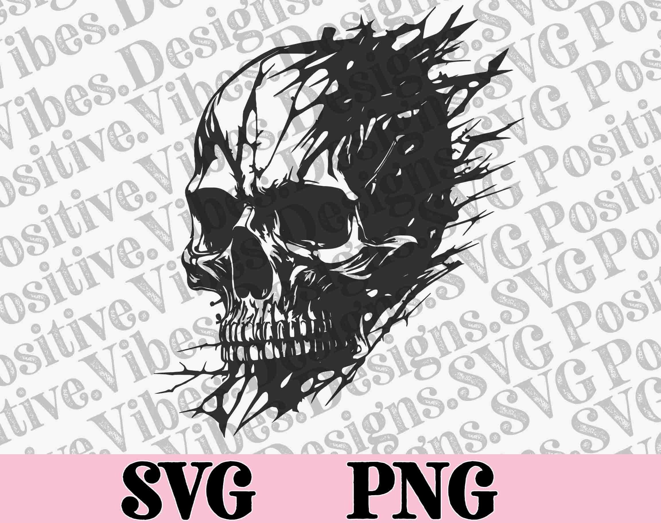 Skull Head SVG PNG Scary Skull Clipart Svg Skull Digital - Etsy