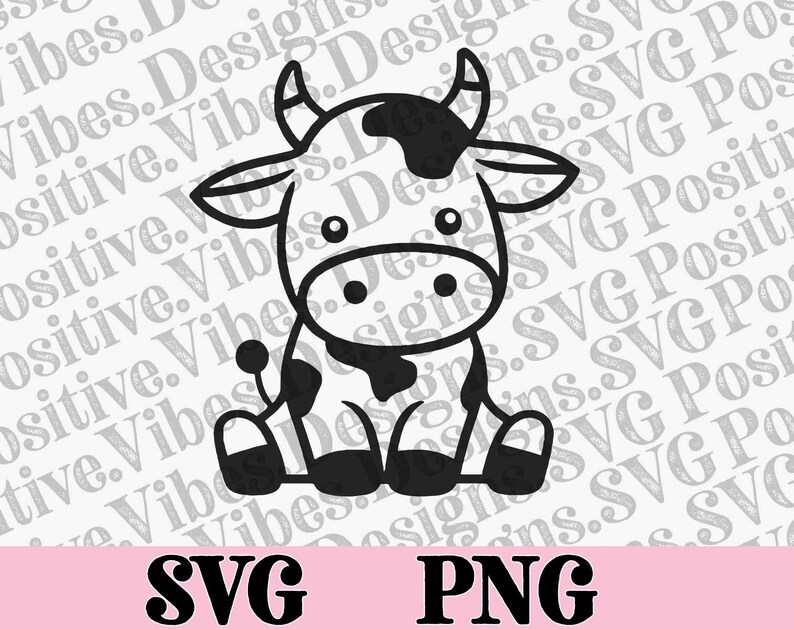 Cute Cow SVG PNG, Outline Baby Cow Clipart , Cow Digital Stamps Clip ...