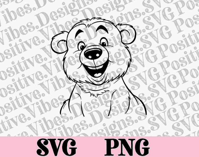 Cute Teddy Bear Cartoon SVG PNG, Outline Polar Bear Clipart, Digital ...