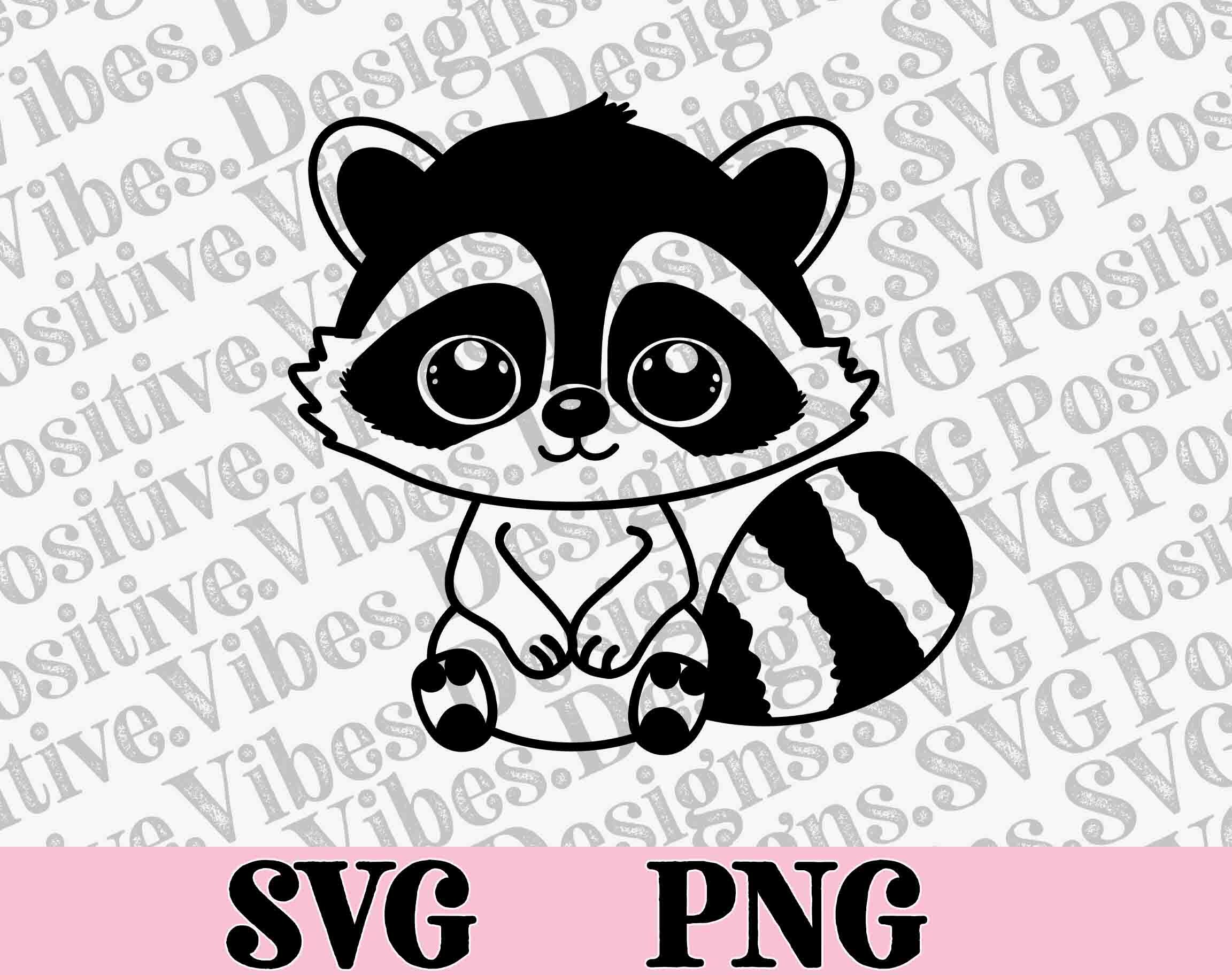 Cute Raccoon Cartoon SVG PNG, Outline Raccoon Clipart Png, Digital ...