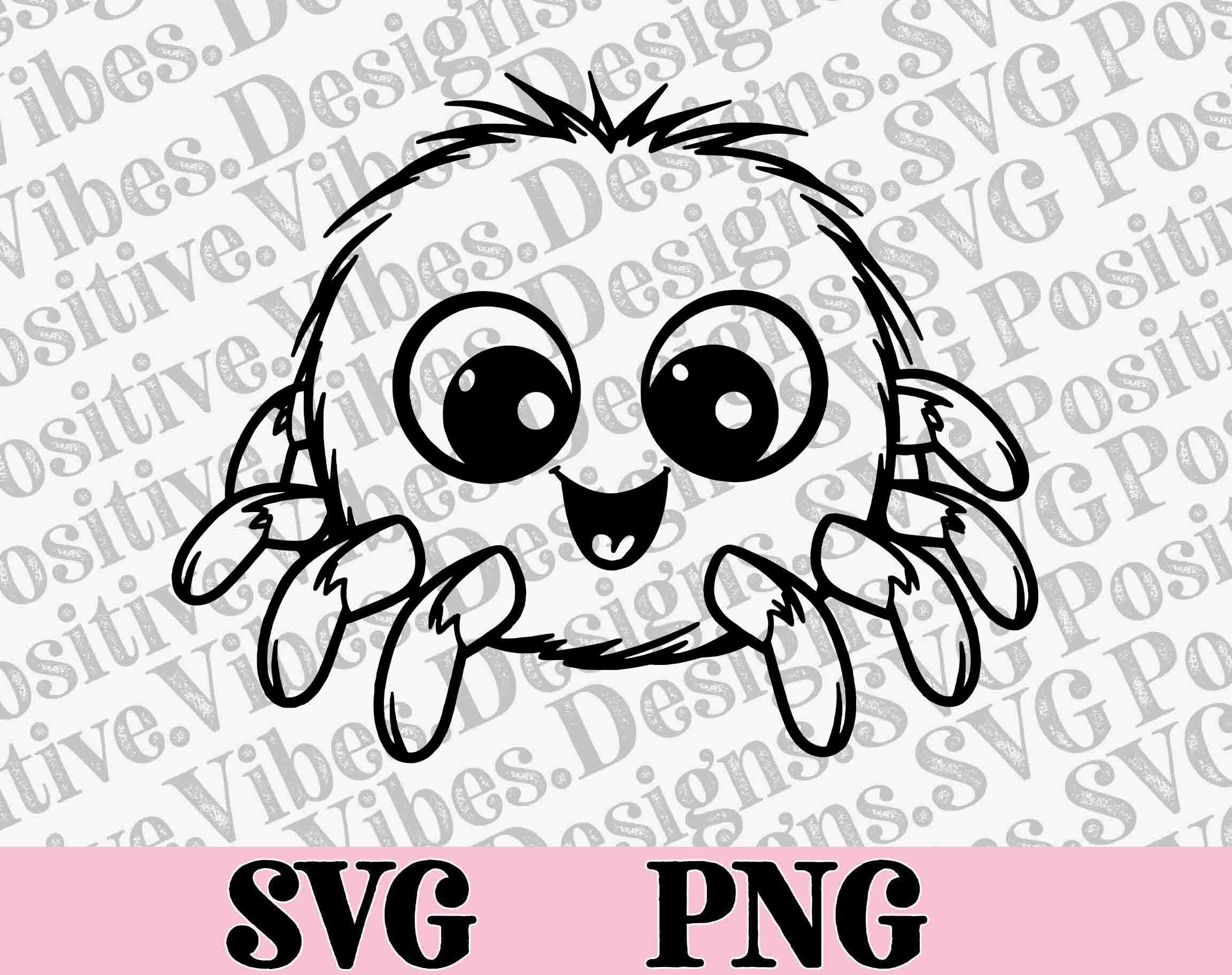 Cute Spider Cartoon SVG PNG, Outline Spider Clipart, Digital Stamps ...