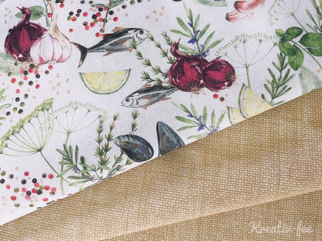 Acufactum Fabric Package mediterranean Cuisine Emma Yellow 2pcs. - Etsy