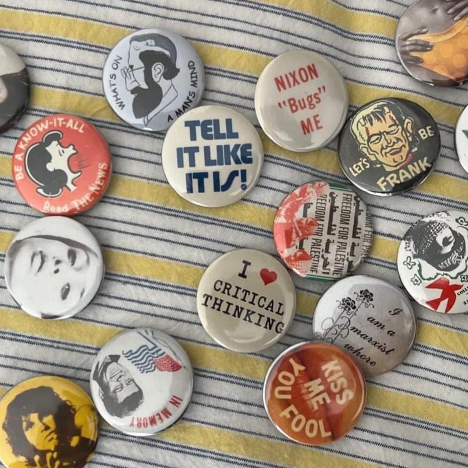 Vintage Style Pinback Buttons - Custom Design, Made to Order, Music Art ...