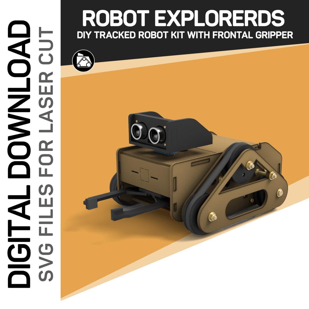 Tracked Robot Kit in MDF With Frontal Gripper - PDF Templates for Laser ...