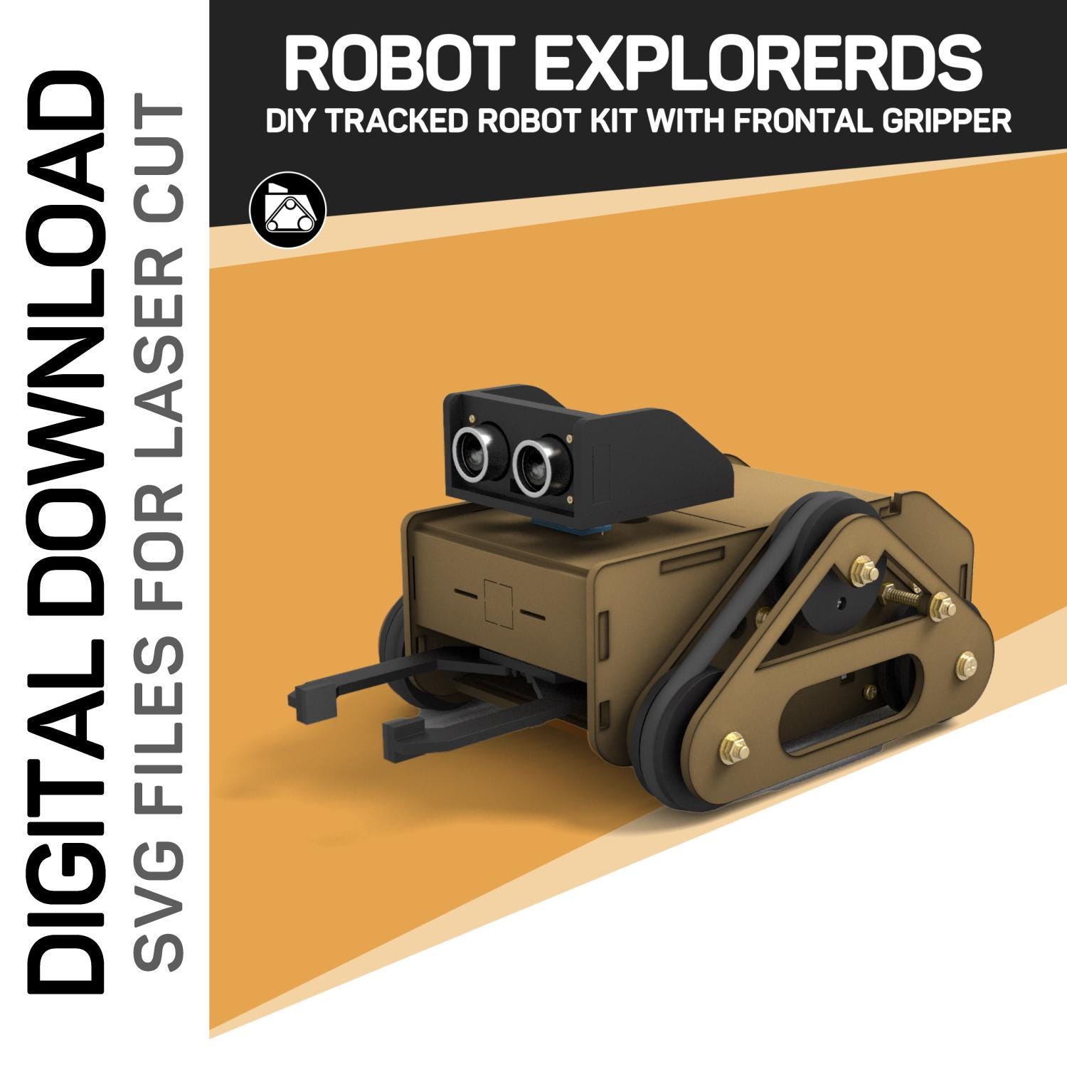 Tracked Robot Kit in MDF With Frontal Gripper - PDF Templates for Laser ...