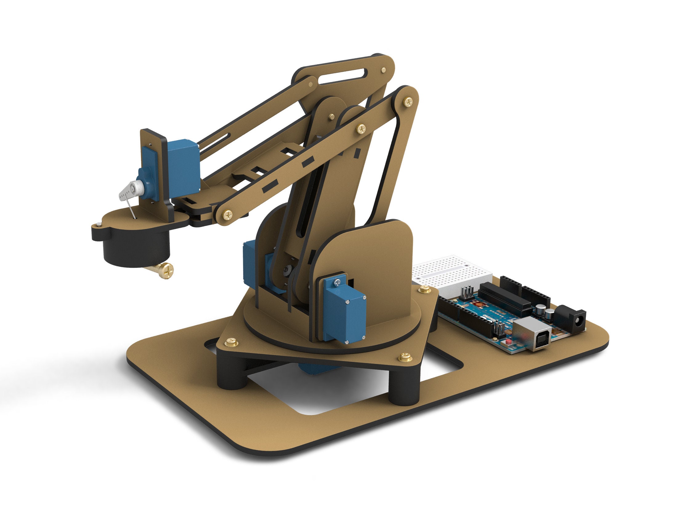 MDF Robotic Arm With Magnetic Gripper - PDF Templates for Laser Cutting ...