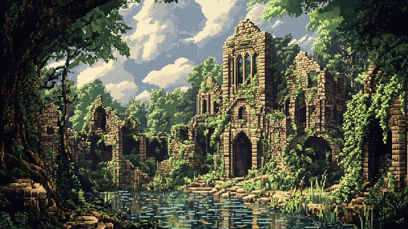 23 Lost City Themed | 2D RPG Pixel Art Backgrounds | Lost City Ruins ...