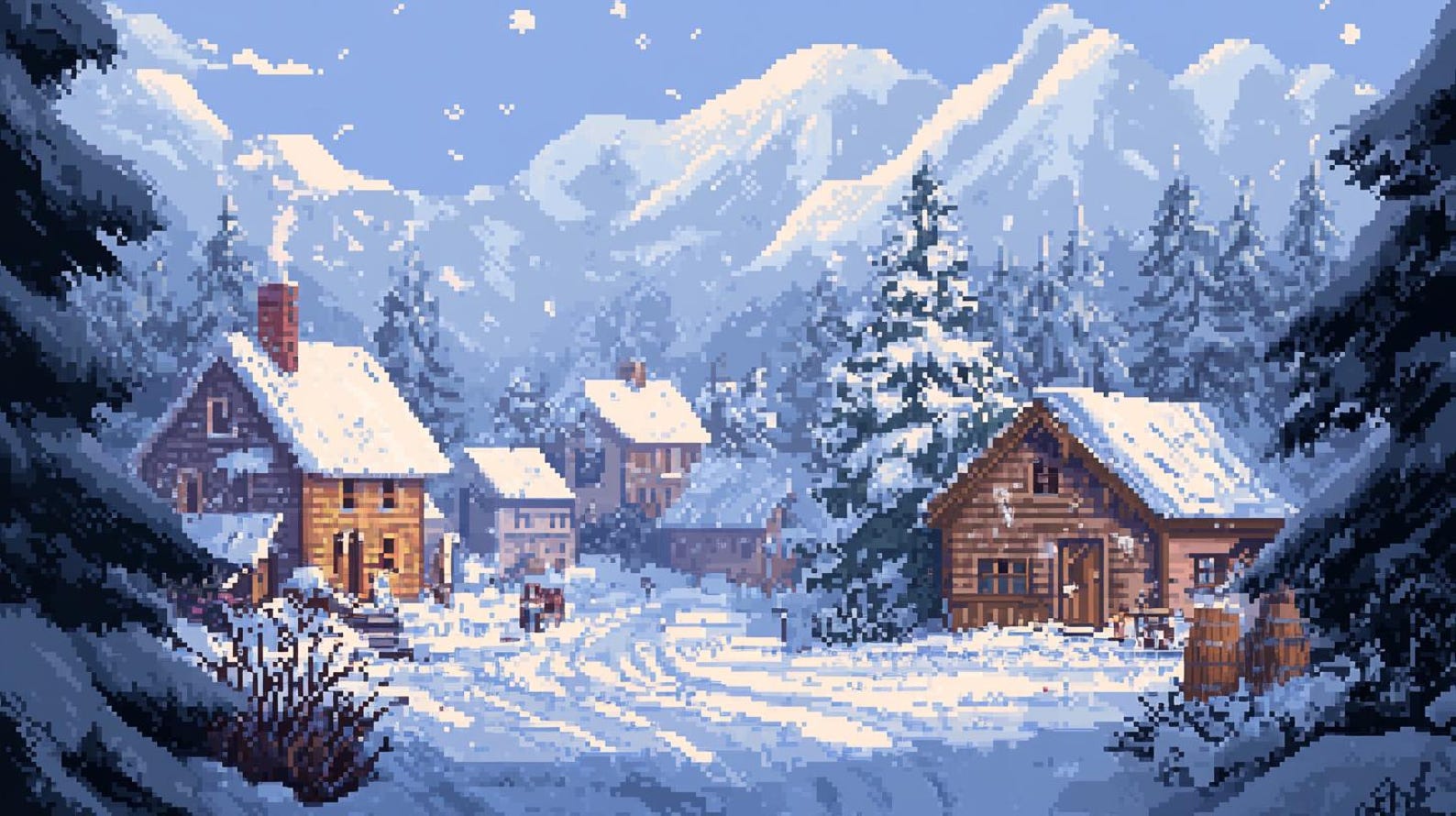 53 Winter Themed 2D RPG Pixel Art Backgrounds | Many Scenes Winter ...