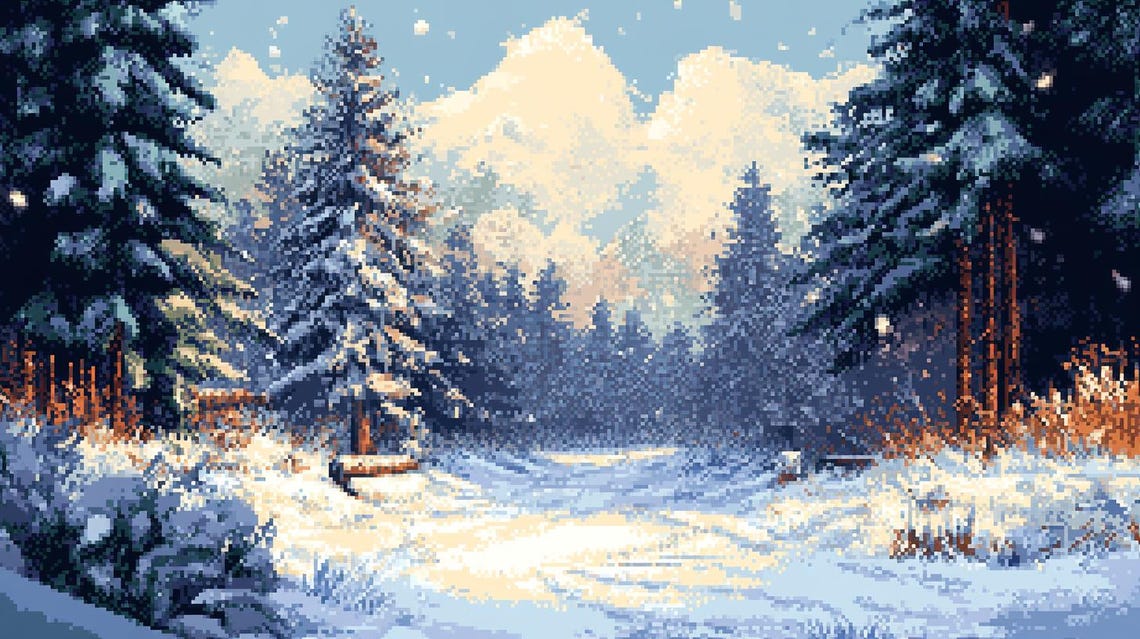 53 Winter Themed 2D RPG Pixel Art Backgrounds | Many Scenes Winter ...
