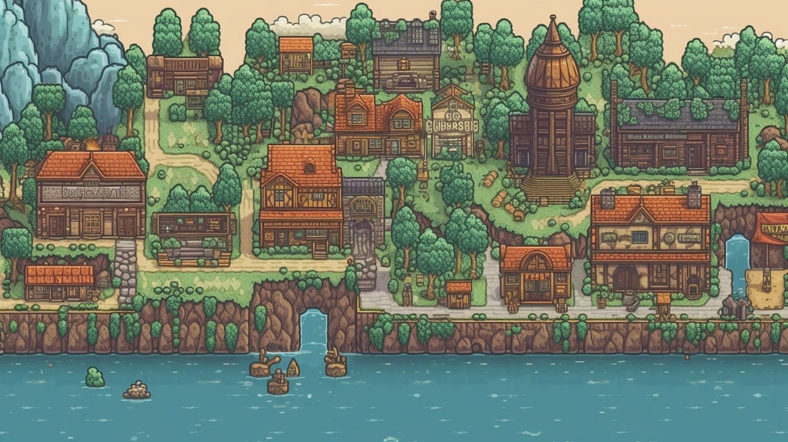 20 Town Themed | 2D RPG Pixel Art Backgrounds | Enchanting Town Pixel ...