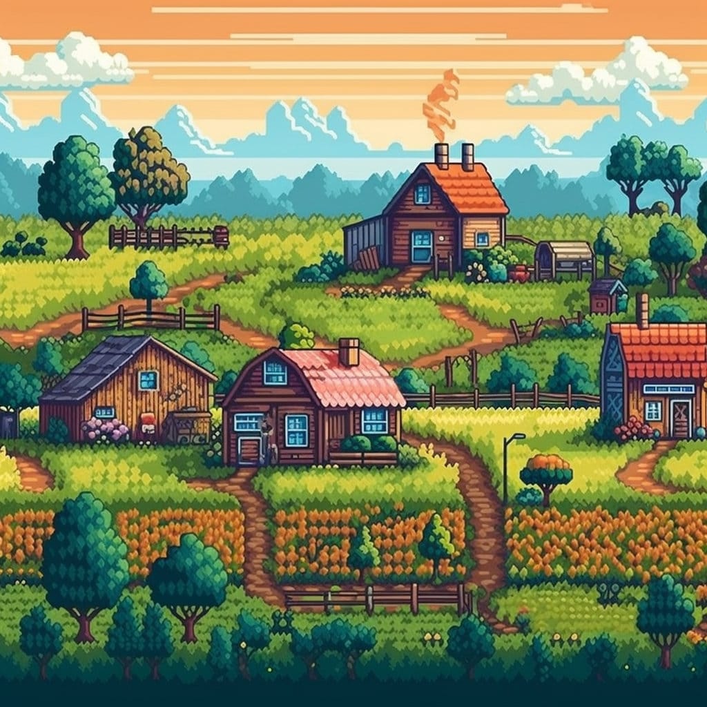 16 arrière-plans de ferme en pixel art | Pixel Art de la ferme | Fonds d'écran en pixels pour ...