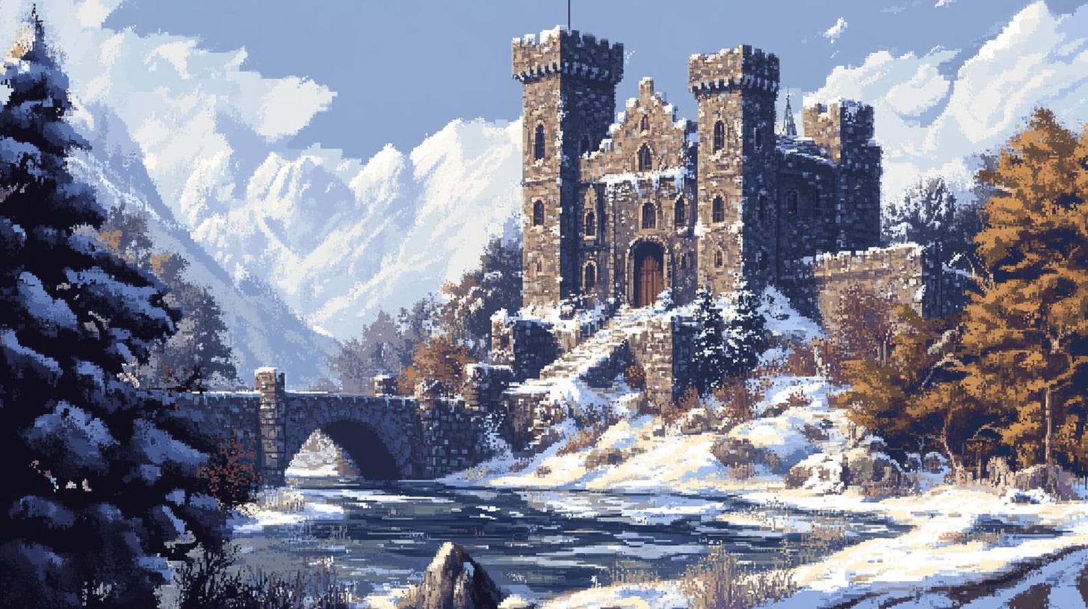 53 Winter Themed 2D RPG Pixel Art Backgrounds | Many Scenes Winter ...