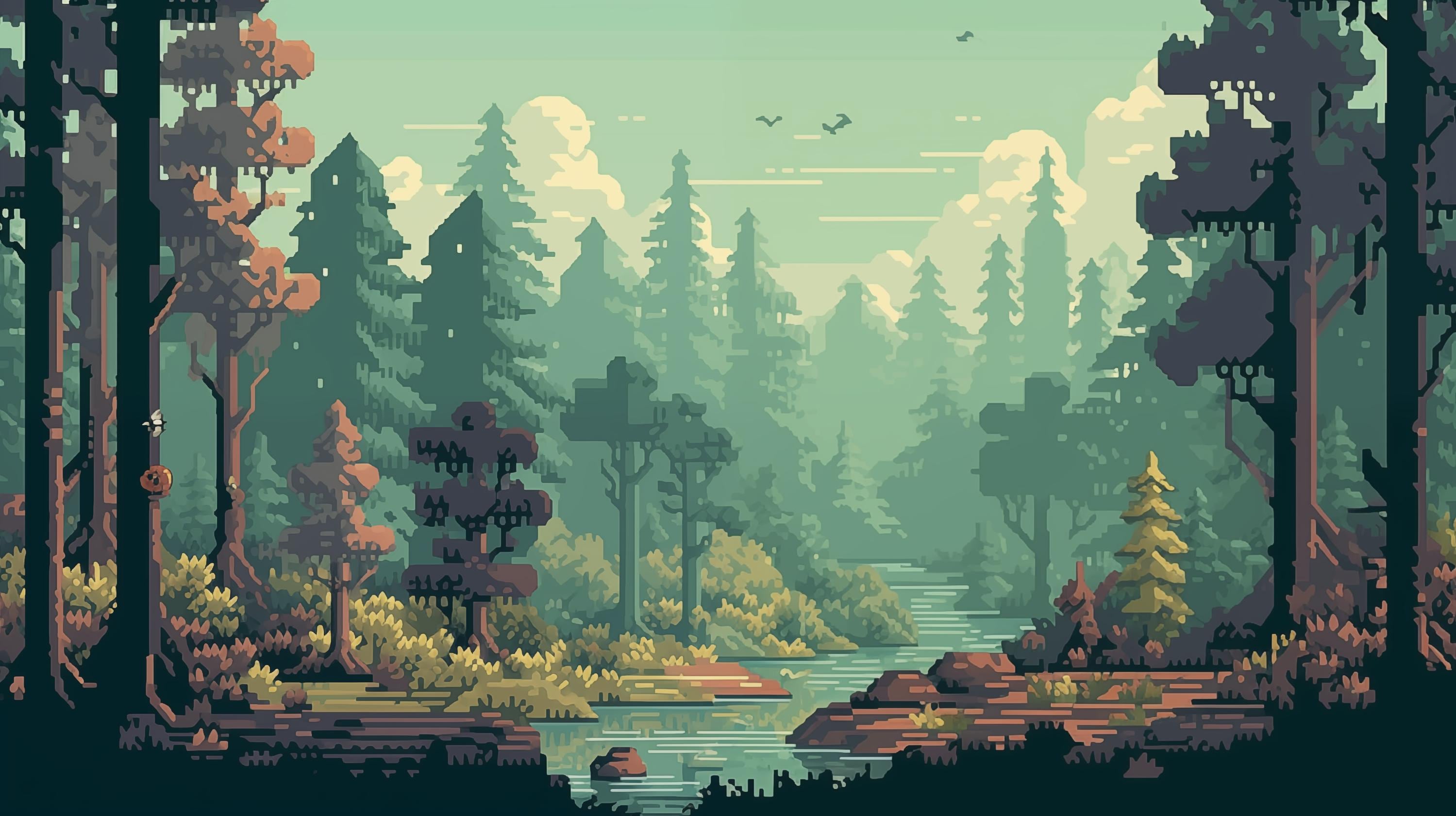 5 Forest Themed Pixel Art Backgrounds | Forest Pixel Art | Pixel Art ...