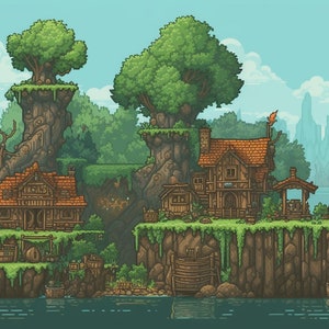 20 Goblin Village 2D RPG Pixel Art Backgrounds | Goblin Village Pixel ...