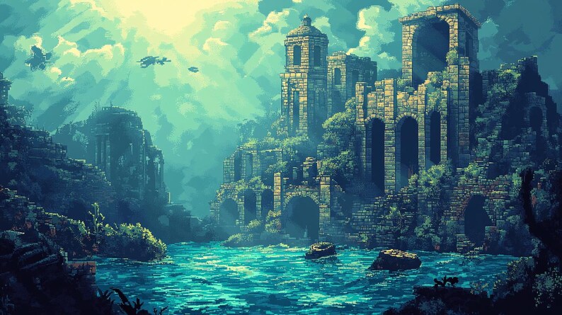 23 Lost City Themed | 2D RPG Pixel Art Backgrounds | Lost City Ruins ...