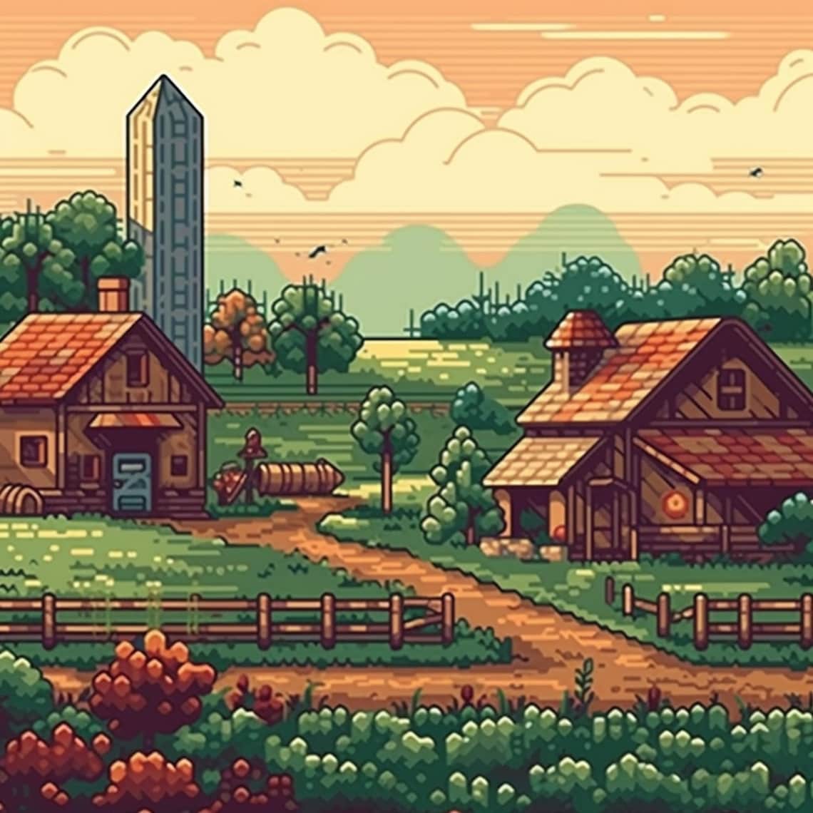 16 Farm Pixel Art Backgrounds | Farm Pixel Art | Pixel Backgrounds for ...
