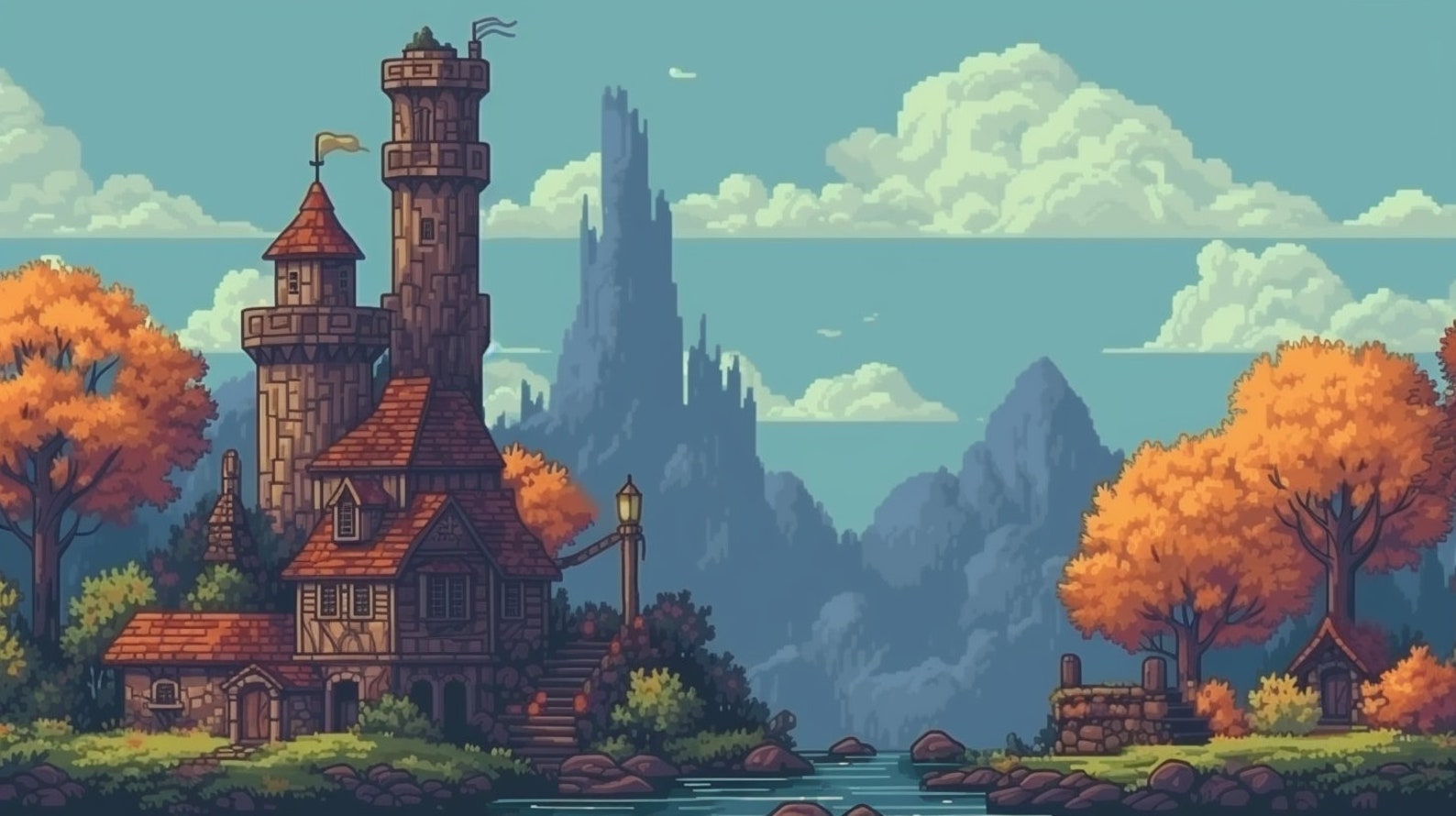 20 Wizard Tower Themed | 2D RPG Pixel Art Backgrounds | Wizard Tower ...