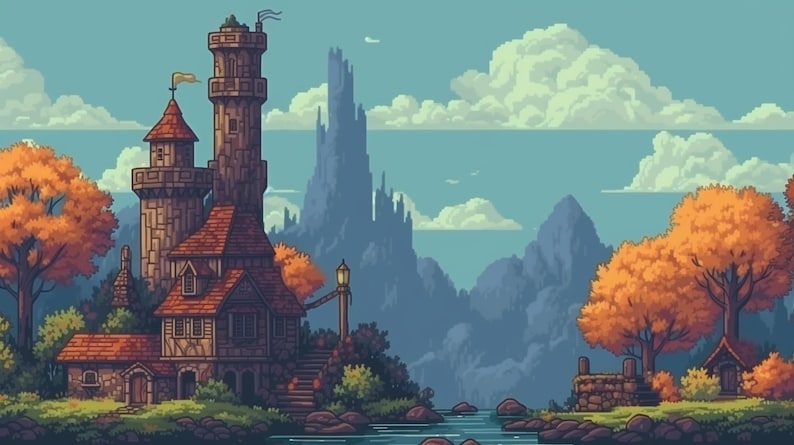 20 Wizard Tower Themed | 2D RPG Pixel Art Backgrounds | Wizard Tower ...