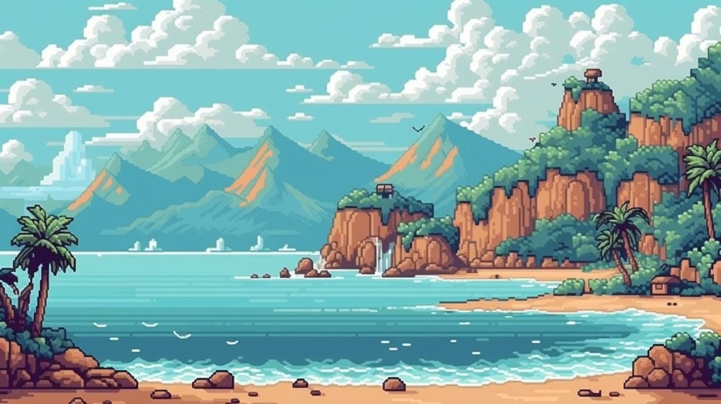 16 Pixel Art Beach Backgrounds | Pixel Art Background | Video Game ...
