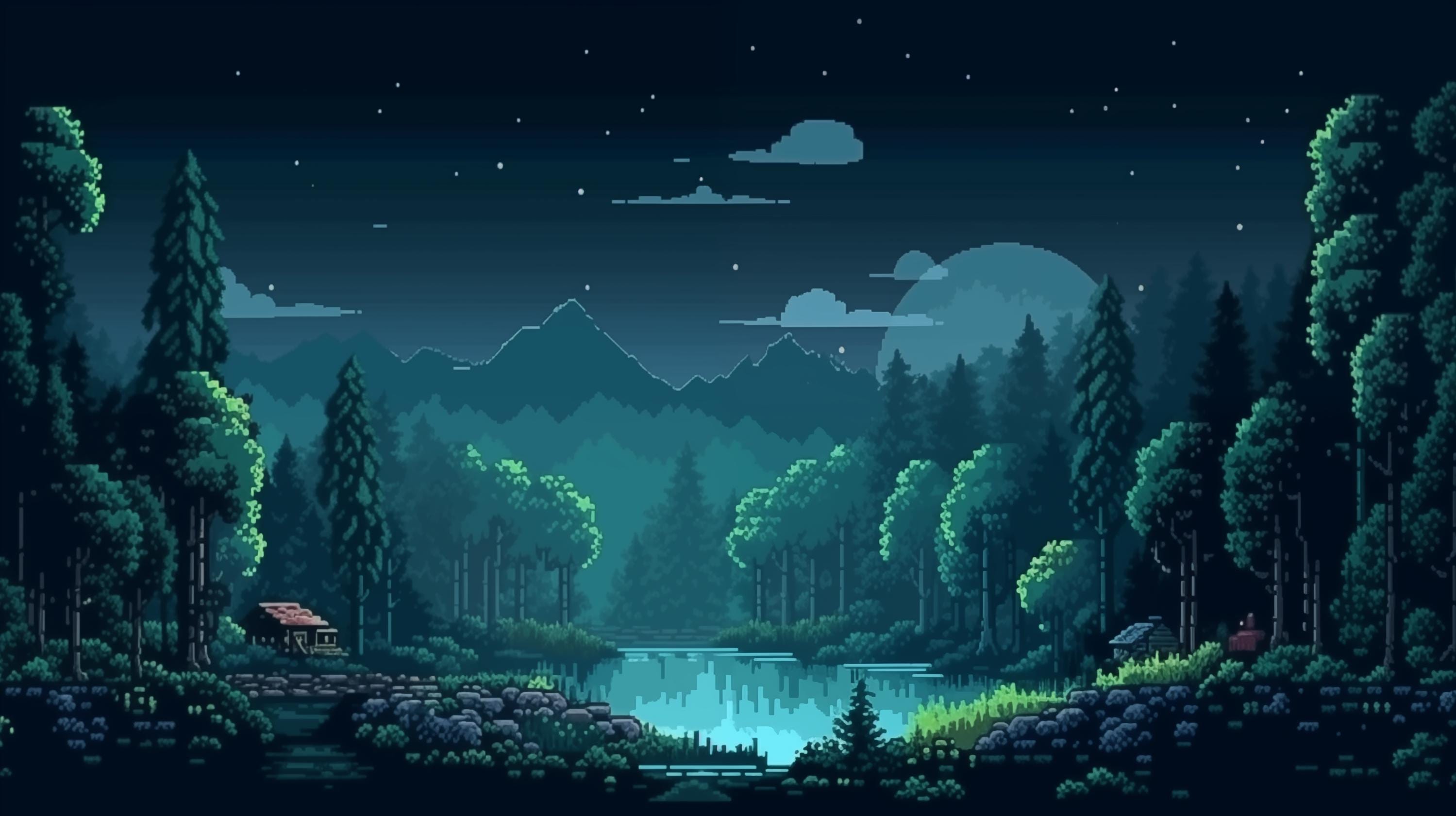 5 Forest Themed Pixel Art Backgrounds | Forest Pixel Art | Pixel Art ...