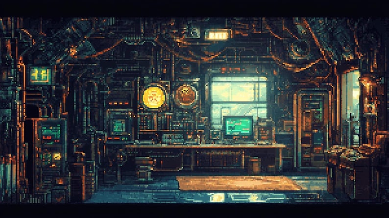38 Steampunk Pixel Art Backgrounds: 2D RPG Scenes (PNG Digital Download ...