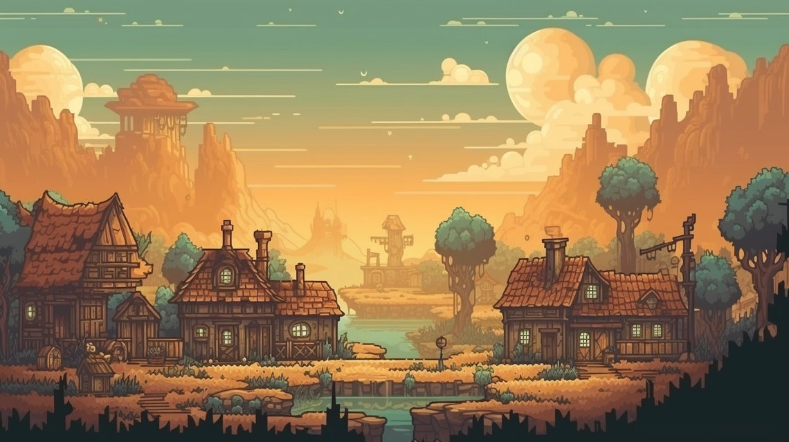 20 Goblin Village 2D RPG Pixel Art Backgrounds | Goblin Village Pixel ...
