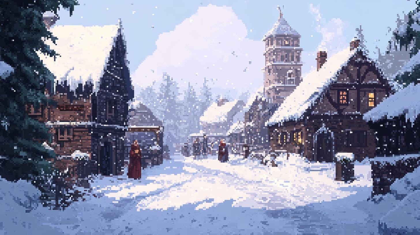 53 Winter Themed 2D RPG Pixel Art Backgrounds | Many Scenes Winter ...