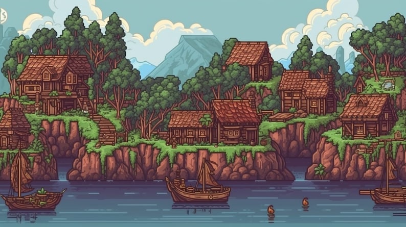 20 Goblin Village 2D RPG Pixel Art Backgrounds | Goblin Village Pixel ...