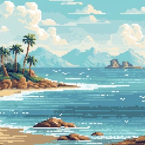 16 Pixel Art Beach Backgrounds | Pixel Art Background | Video Game ...