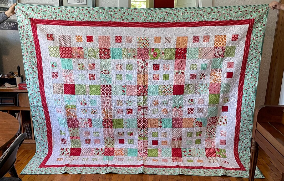 Handmade Quilt, City Blocks Pattern, Moda Fabric by Bonnie and Camille ...