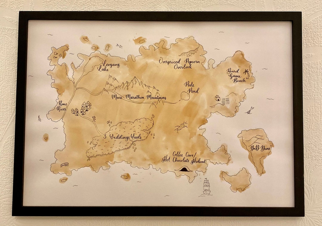 Customisable Couples Fantasy Map | Tea Stained Map for Birthday ...
