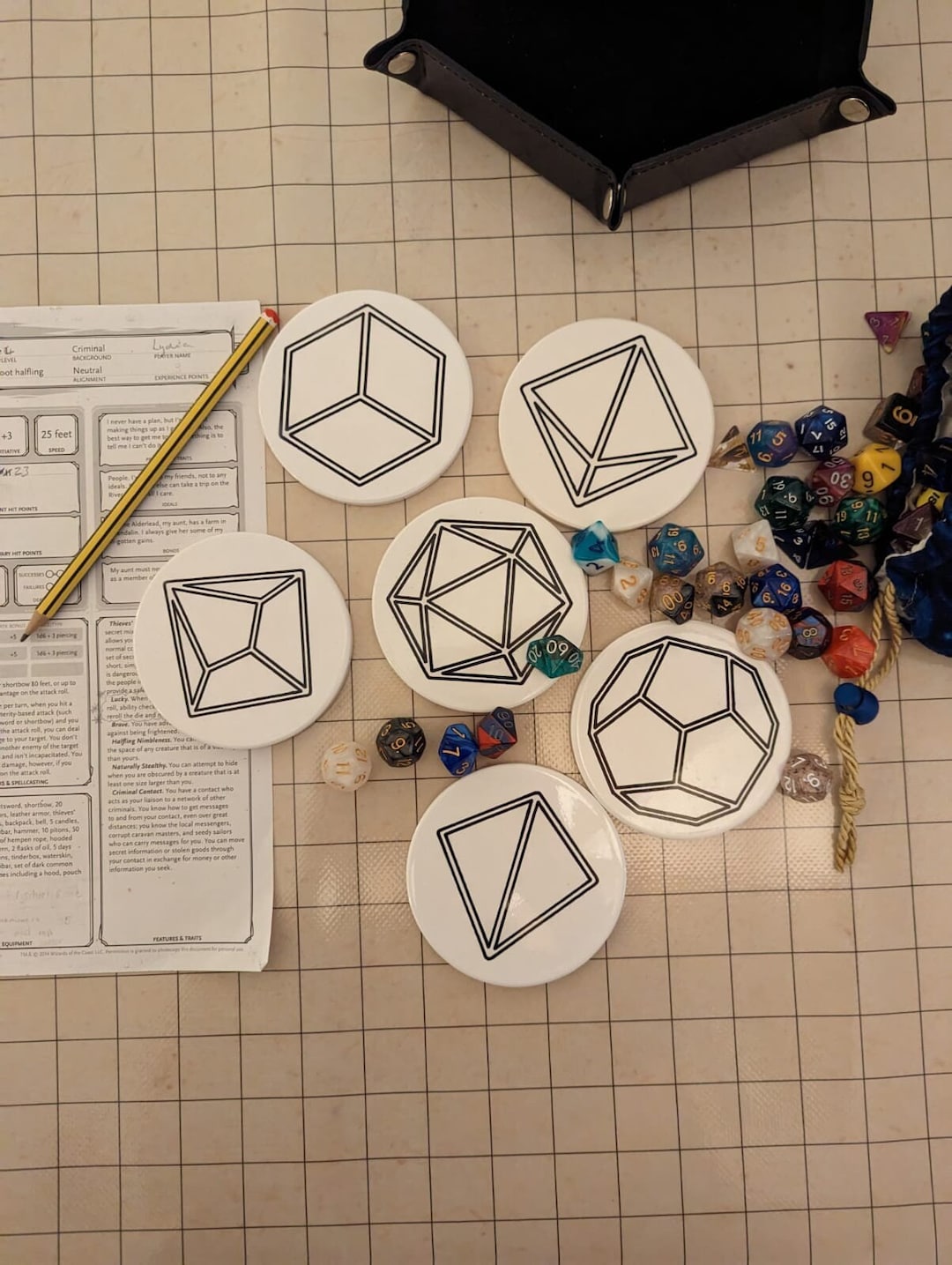 Dungeons and Dragons Polyset Dice Coasters Set of 6 Ceramic Dnd ...