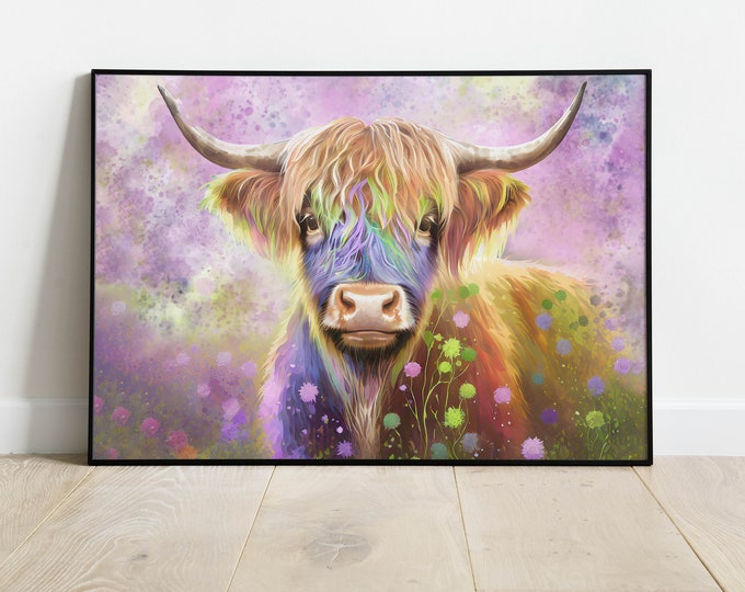 Majestic. Print Watercolour.highland Cow Art,highland Cow Print ...