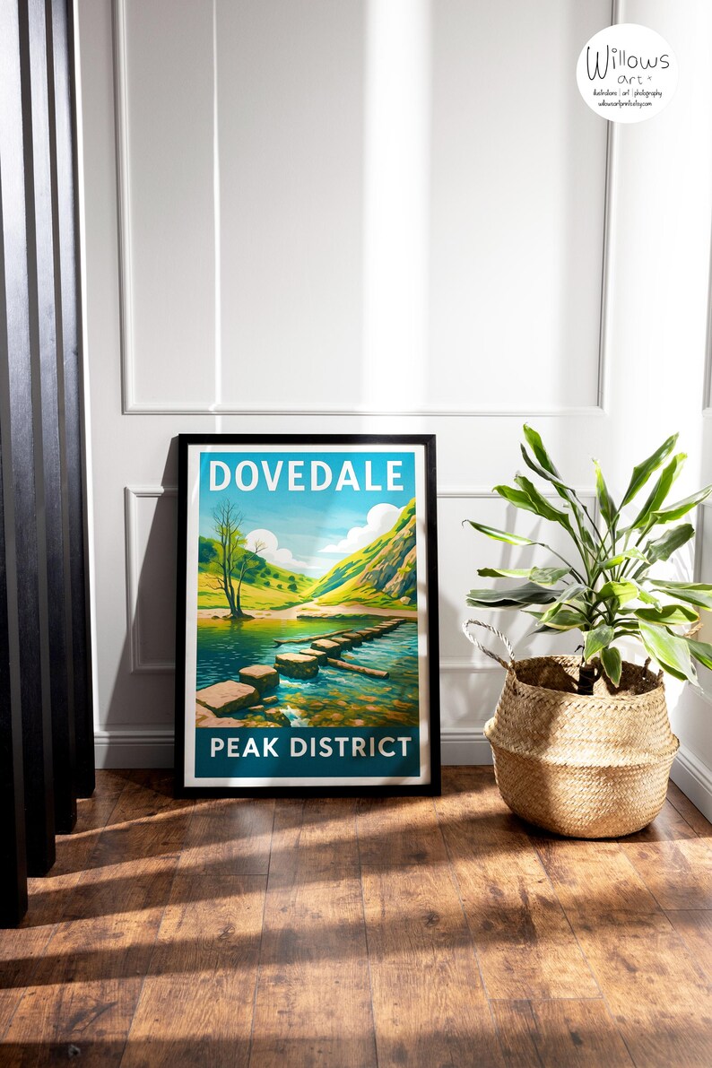 Dovedale Stepping Stones, Peak District, England. UK Travel Poster ...