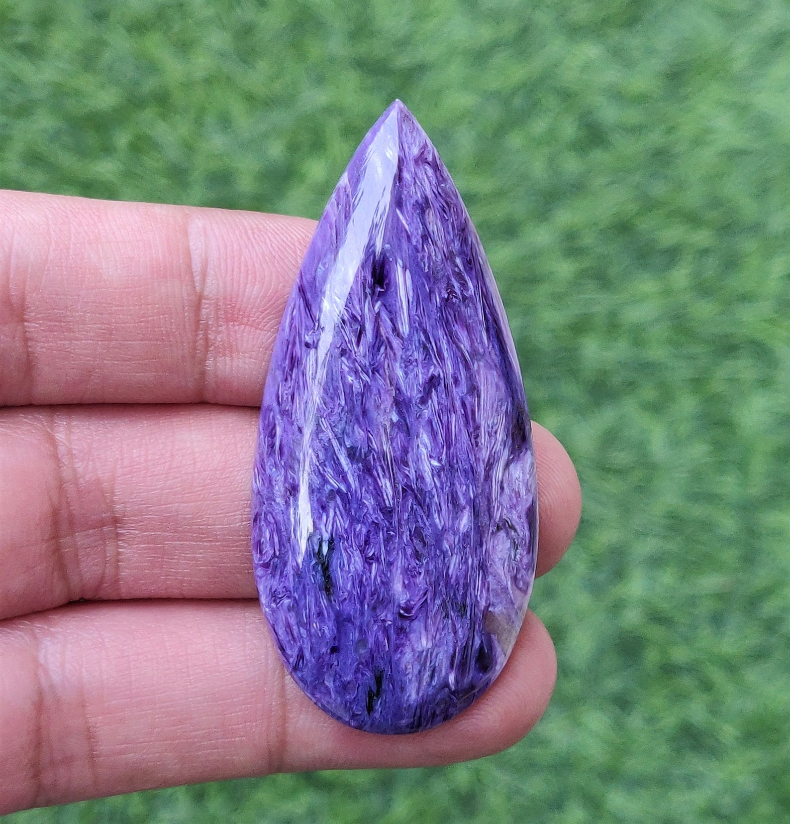Natural Charoite Gemstone 25x55mm Pear Shape Purple Charoite | Etsy