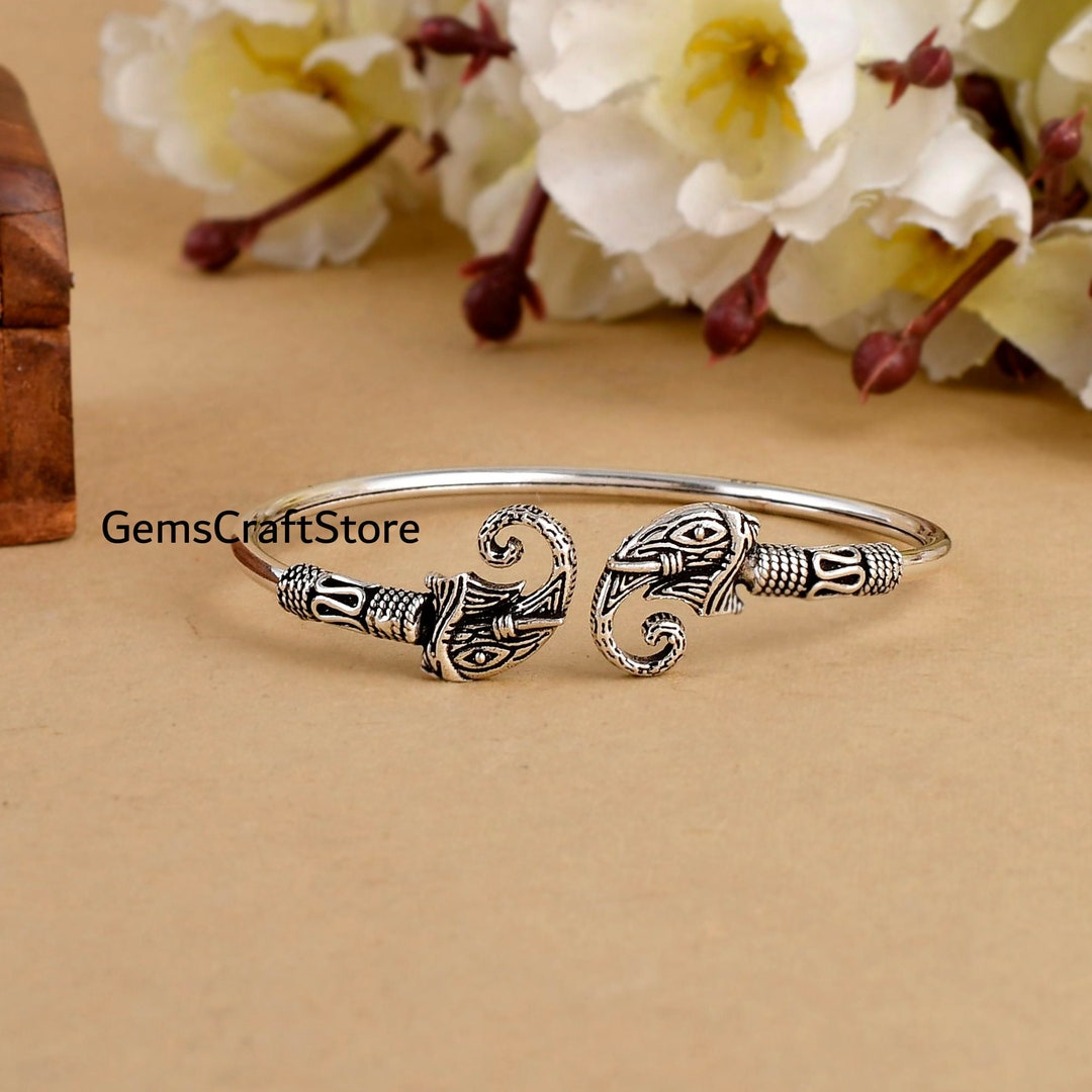 Gorgeous Elephant Design Bangle Bracelet - 925 Sterling Silver Indian ...