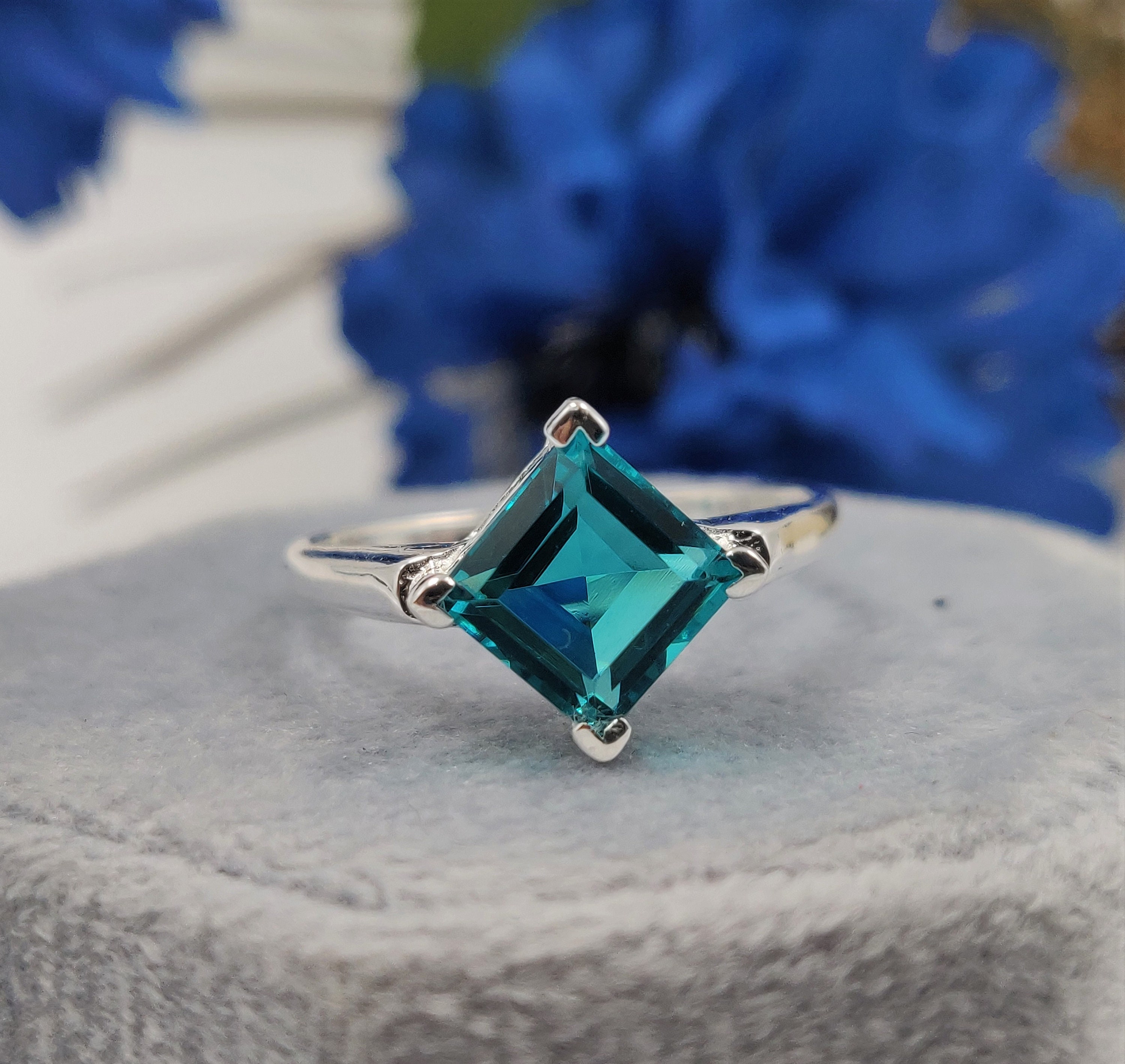 2 Carat Paraiba Tourmaline Ring - Solid 925 Sterling Silver Paraiba ...